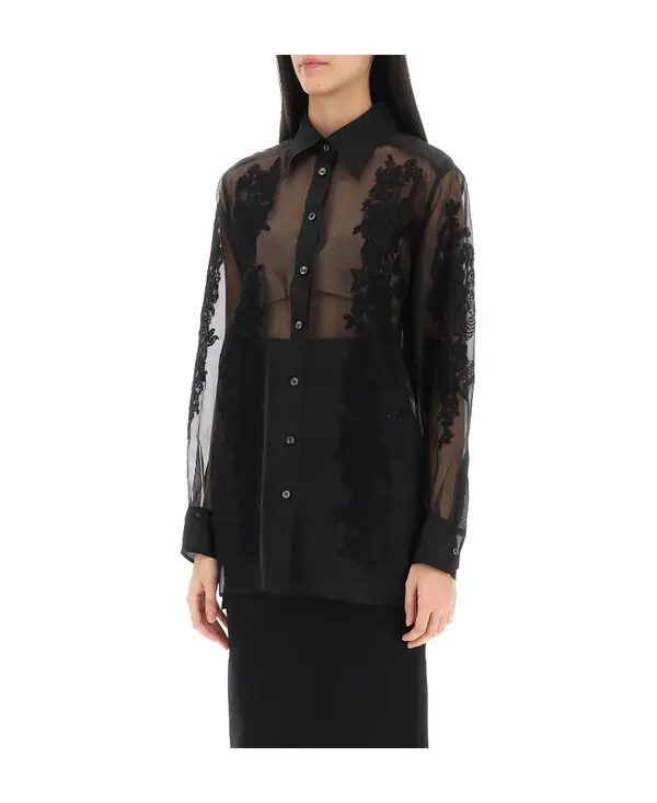 Dolce & Gabbana Lace Appliqué Long Sleeve Shirt