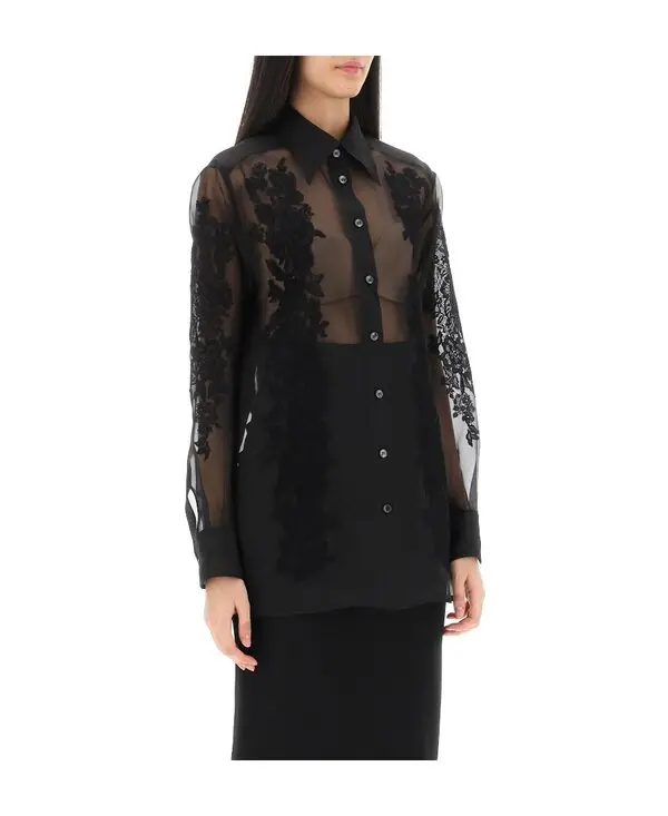 Dolce & Gabbana Lace Appliqué Long Sleeve Shirt