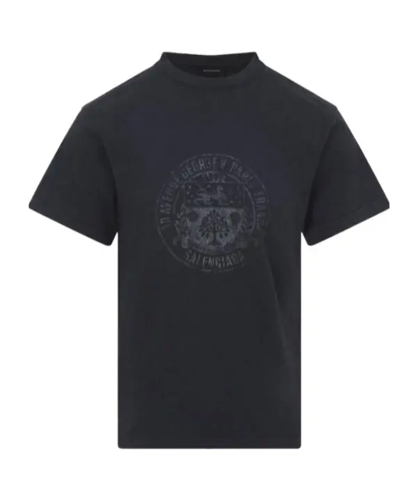 Balenciaga Logo Printed Crewneck T-shirt - Black