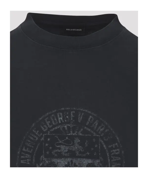 Balenciaga Logo Printed Crewneck T-shirt - Black