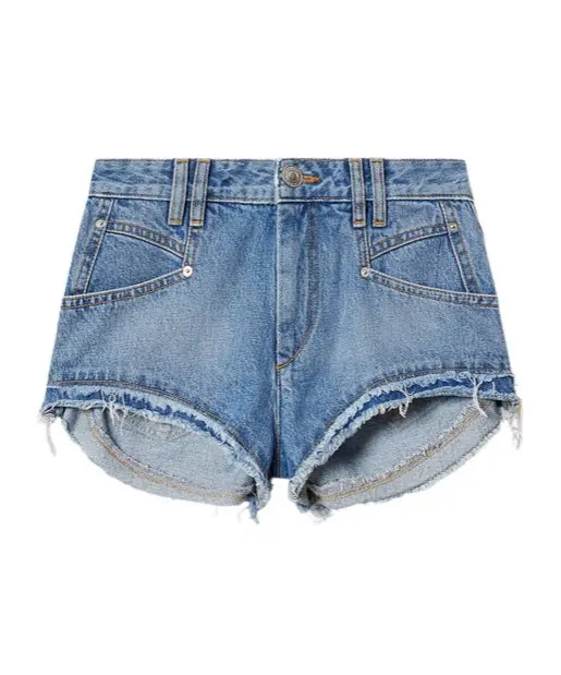 Isabel Marant Étoile Eneidala Denim Shorts With Tassel Trim - Blue