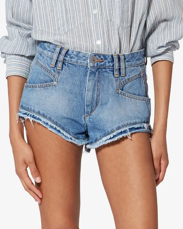 Isabel Marant Étoile Eneidala Denim Shorts With Tassel Trim - Blue