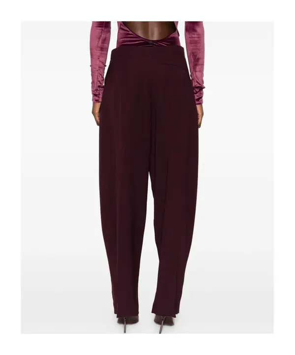 MUGLER Pleated Trousers With Ruffle Split Hem - Black