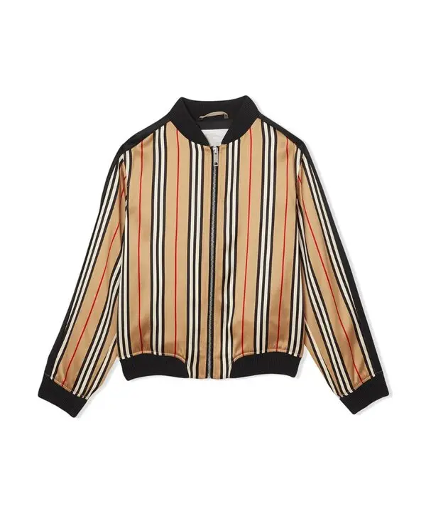 Burberry Icon Stripe Satin Bomber Jacket