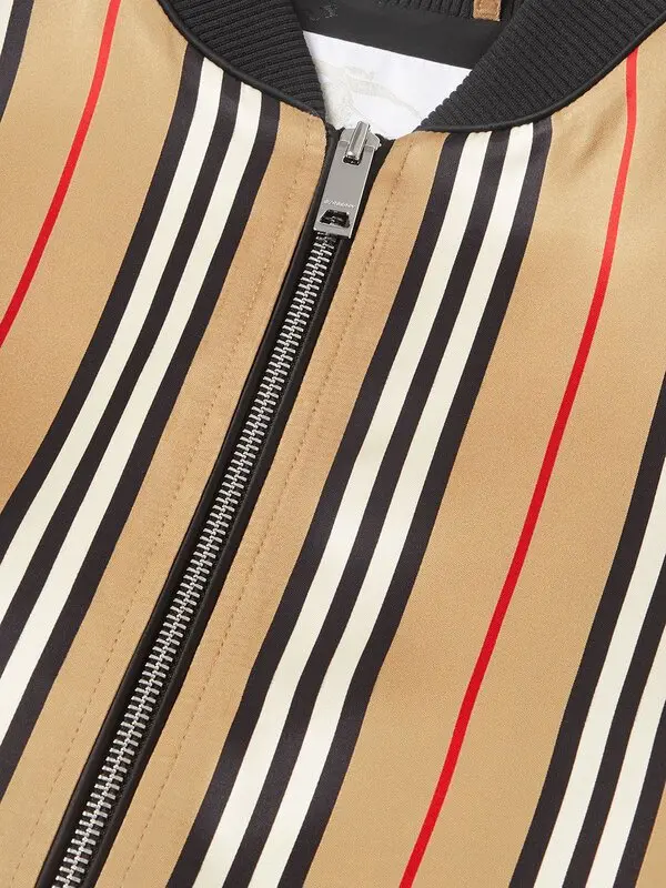Burberry Icon Stripe Satin Bomber Jacket