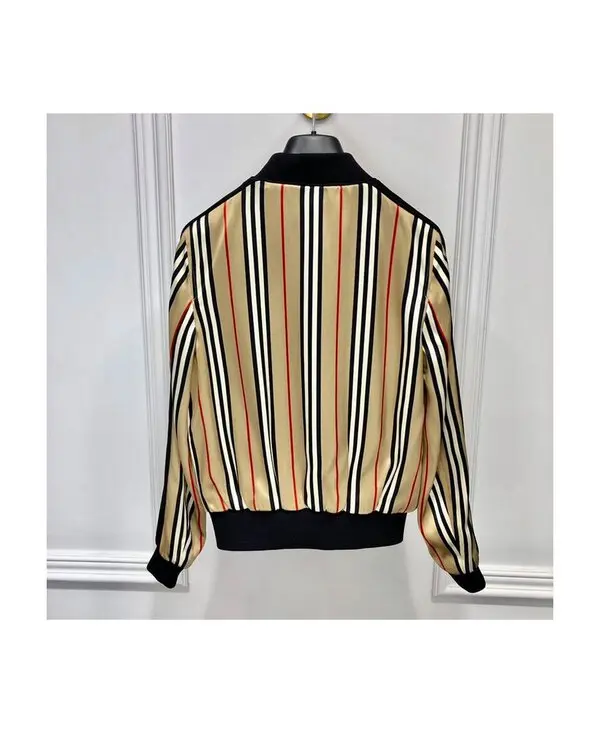 Burberry Icon Stripe Satin Bomber Jacket