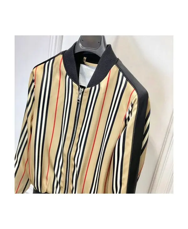 Burberry Icon Stripe Satin Bomber Jacket