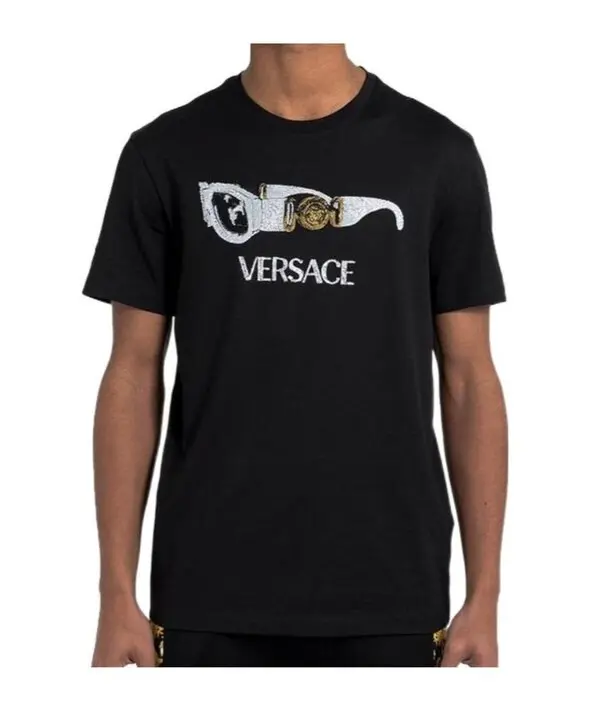 Versace Sunglasses Sequinned Embroidery T-shirt