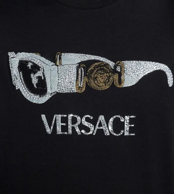 Versace Sunglasses Sequinned Embroidery T-shirt