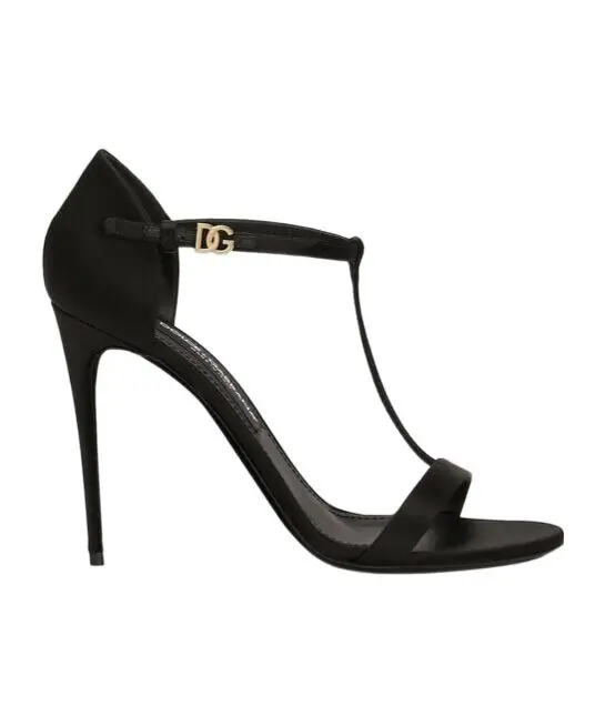 Dolce & Gabbana Logo Plaque Stiletto Sandals