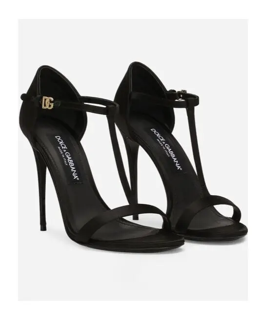 Dolce & Gabbana Logo Plaque Stiletto Sandals