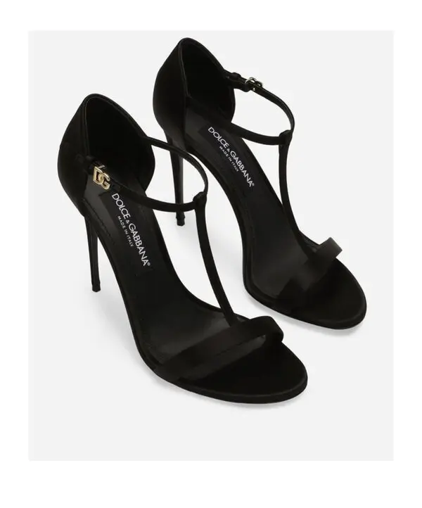 Dolce & Gabbana Logo Plaque Stiletto Sandals