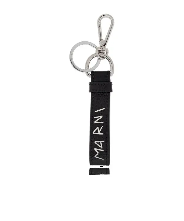 Marni Logo Embroidered Keyring - Black