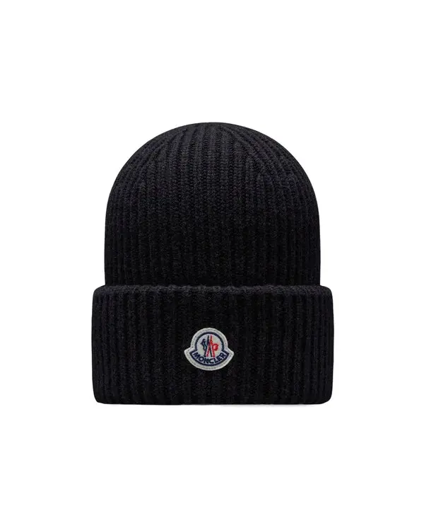 Moncler Wool Cashmere Beanie - Black