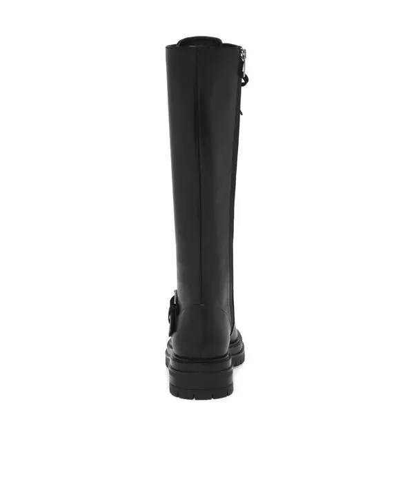 GIANVITO ROSSI Leather Knee High Lace Up Boots With Buckle Detail - Black