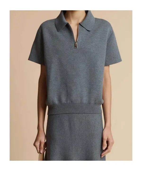 Khaite Guillaume Knitted Polo Top With Zipper Detail