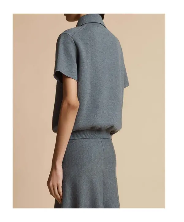 Khaite Guillaume Knitted Polo Top With Zipper Detail