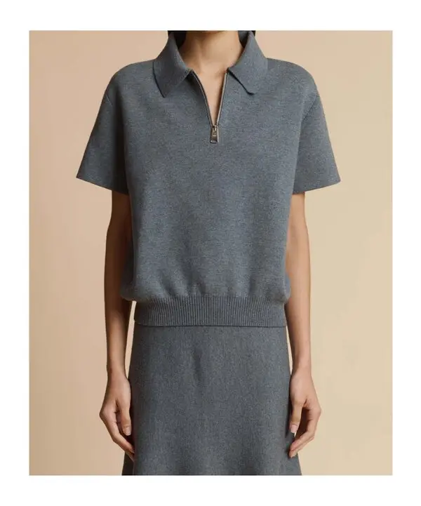 Khaite Guillaume Knitted Polo Top With Zipper Detail