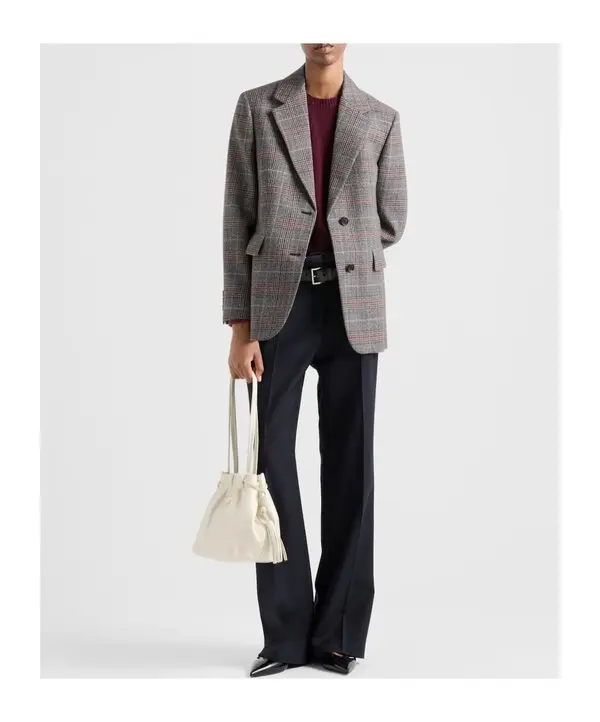 Prada Single-breasted Houndstooth Blazer - Ebony