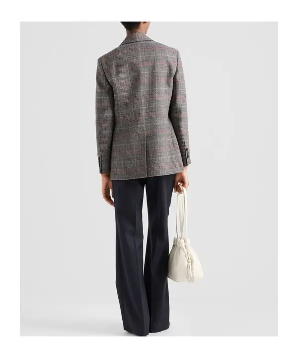 Prada Single-breasted Houndstooth Blazer - Ebony