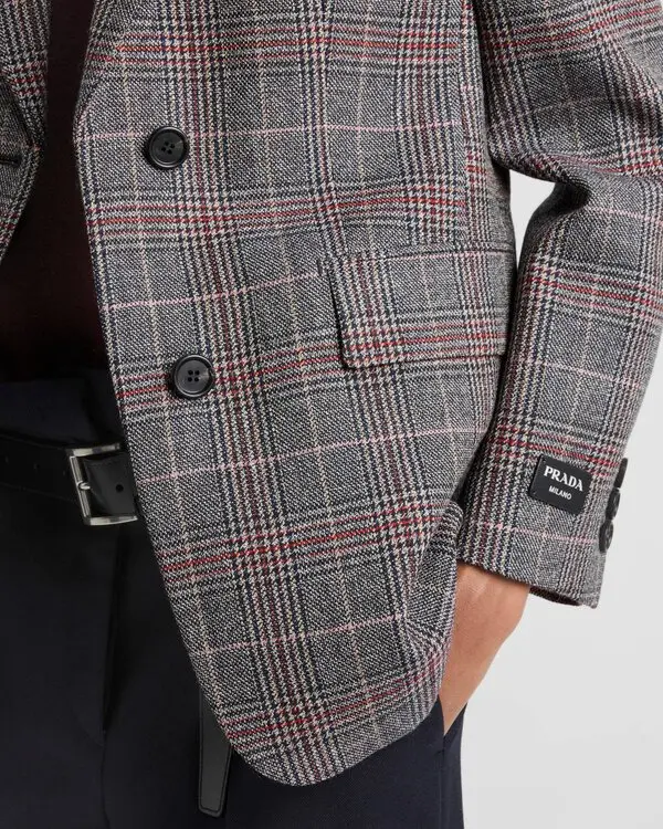 Prada Single-breasted Houndstooth Blazer - Ebony