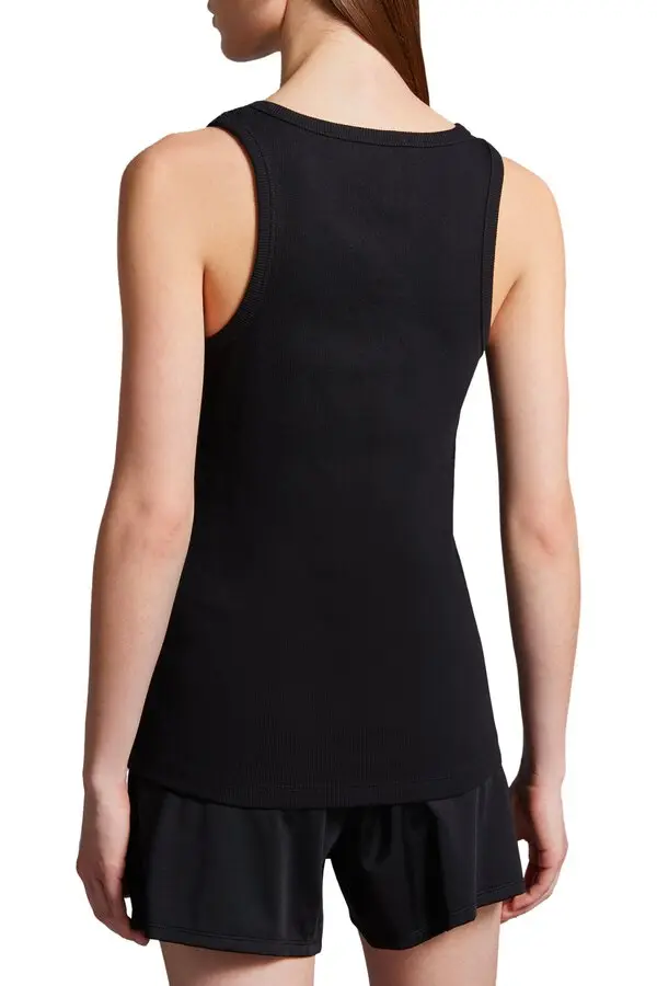 Moncler Logo Embroidered Ribbed Tank Top - Black