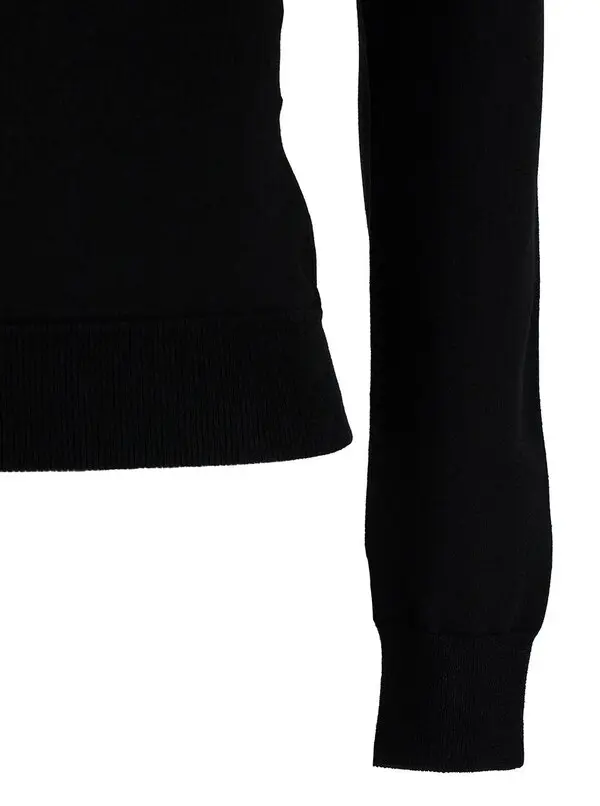 Alexander McQueen Long Sleeved Square Neck Knitted Top - Black