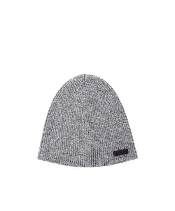 Saint Laurent Ribbed Beanie - Grey