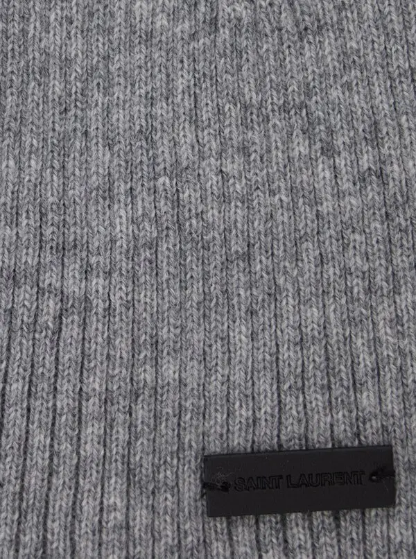 Saint Laurent Ribbed Beanie - Grey