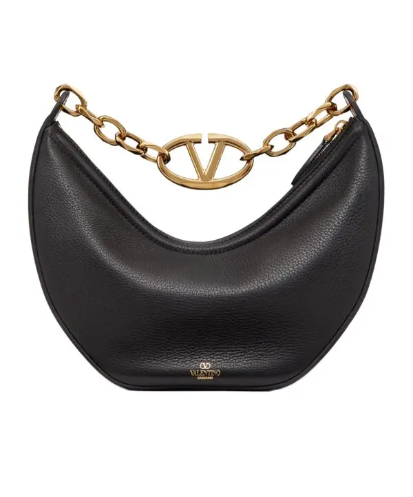 Valentino Garavani Vlogo Moon Zip-up Small Hobo Bag - Black