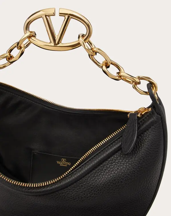 Valentino Garavani Vlogo Moon Zip-up Small Hobo Bag - Black