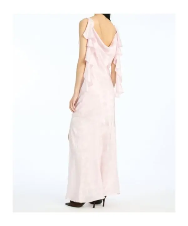 ROTATE BY BIRGER CHRISTENSEN Halter Neck Maxi Floral Jacquard Dress With Ruffled Details - No