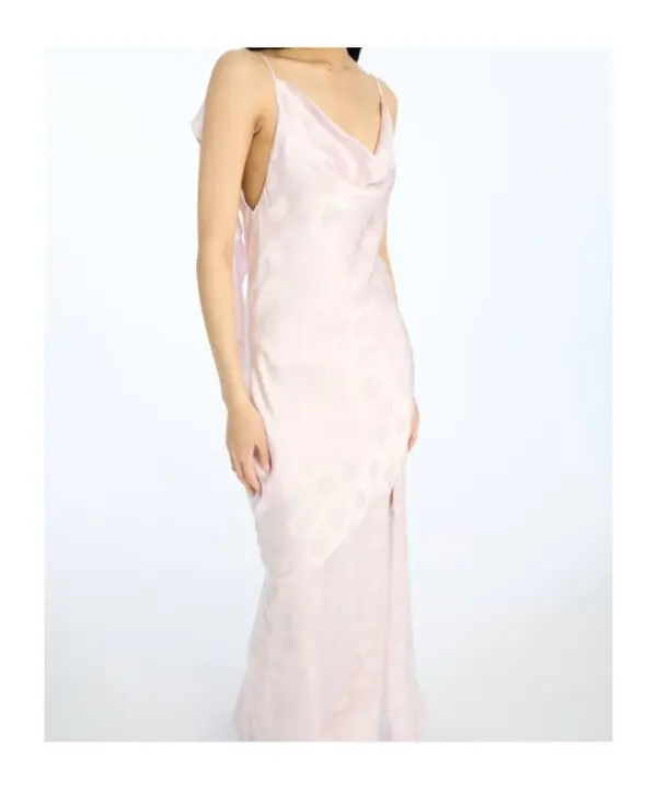 ROTATE BY BIRGER CHRISTENSEN Halter Neck Maxi Floral Jacquard Dress With Ruffled Details