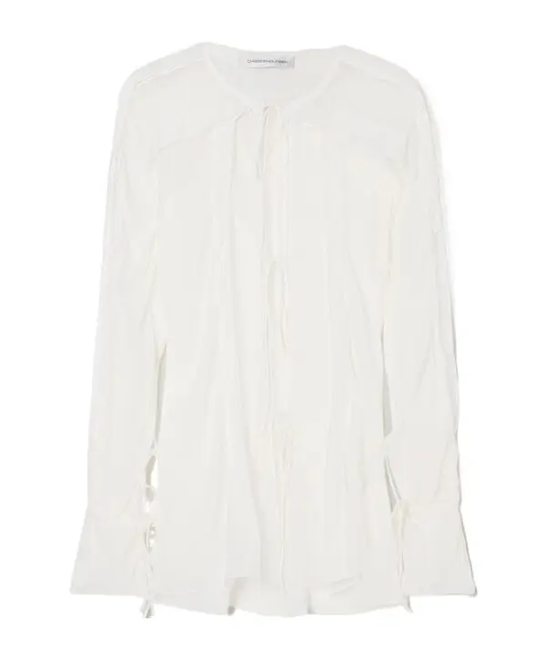 Christopher Esber Tie-up Ruffle Silk Chiffon Shirt