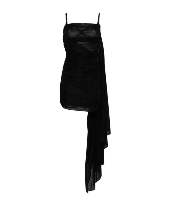 MUGLER Draped Asymmetrical Mini Dress