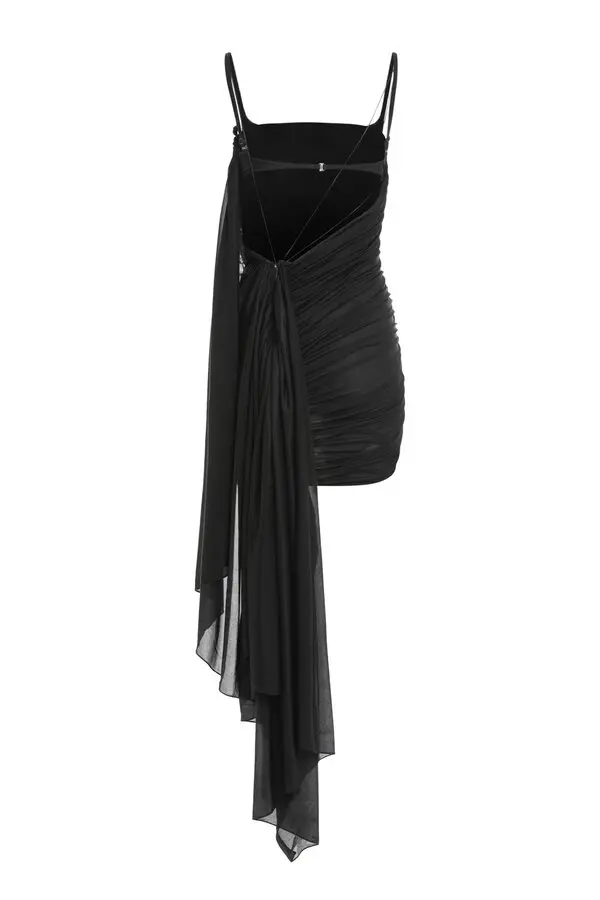 MUGLER Draped Asymmetrical Mini Dress