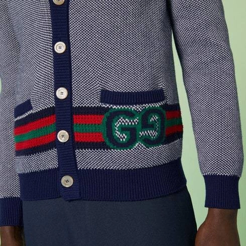 Gucci Logo Intarsia V-neck Cardigan