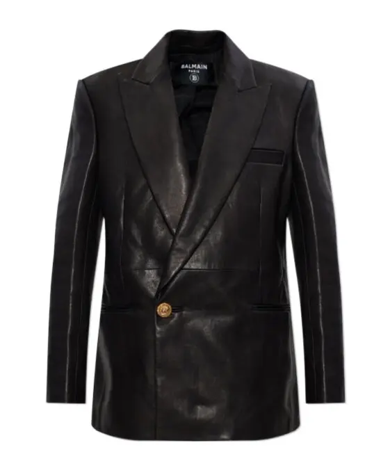 Balmain Single-breasted Leather Blazer