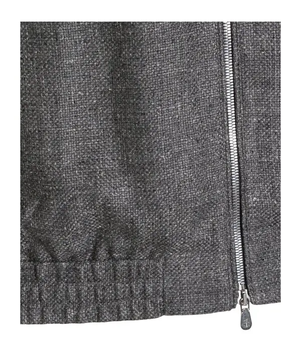 Brunello Cucinelli Stand Collar Hopsack Outerwear Jacket - Medium Grey