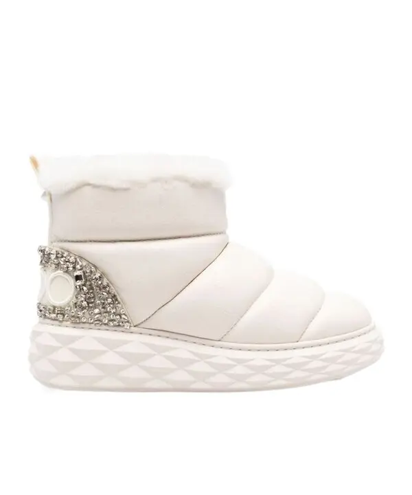 JIMMY CHOO Round Toe Padded Boots With Embellishment - Latte Blend