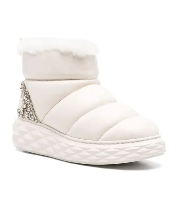 JIMMY CHOO Round Toe Padded Boots With Embellishment