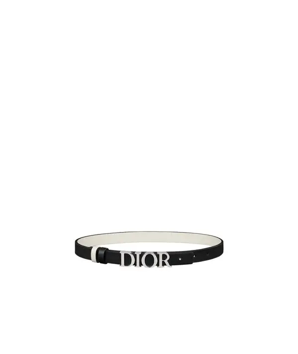 Dior Reversible D-dream Belt With Palladium Buckle - Black And Latte