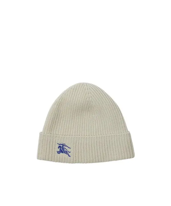 Burberry Logo Embroidered Ribbed-knit Beanie - Gypsum Color