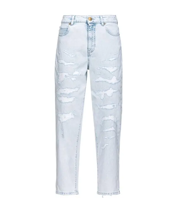 Pinko Logo-patch Distressed Jeans - White