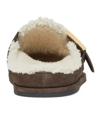 Fendi Round Toe Slippers With Ff Buckle