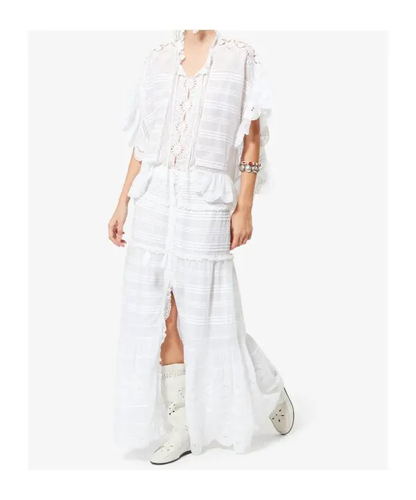 Isabel Marant Étoile Paoline Floral Lace Maxi Skirt - White