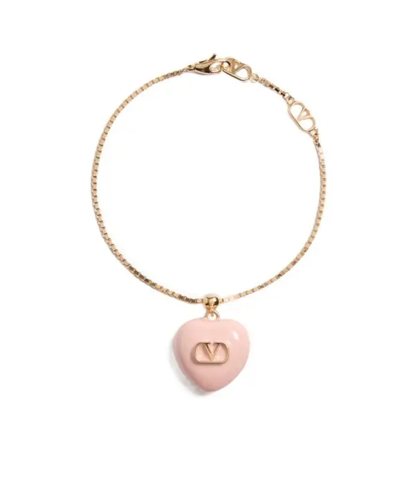 Valentino Garavani Coeur Royal Metal And Enamel Bracelet - Oro/rosa