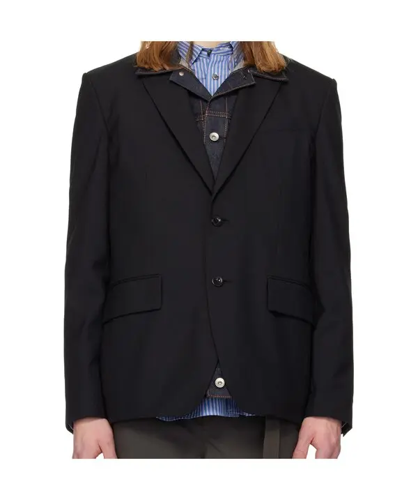 Sacai Single-breasted Layered Blazer