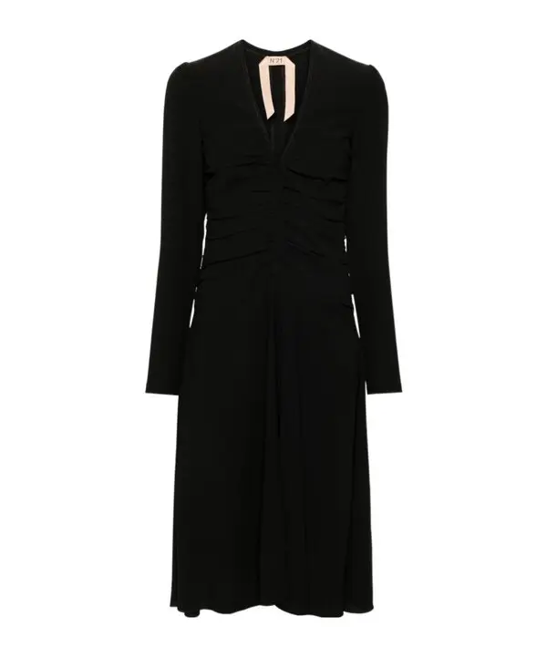 N.21 Long Sleeved V-neck Dress With Pendant Detail