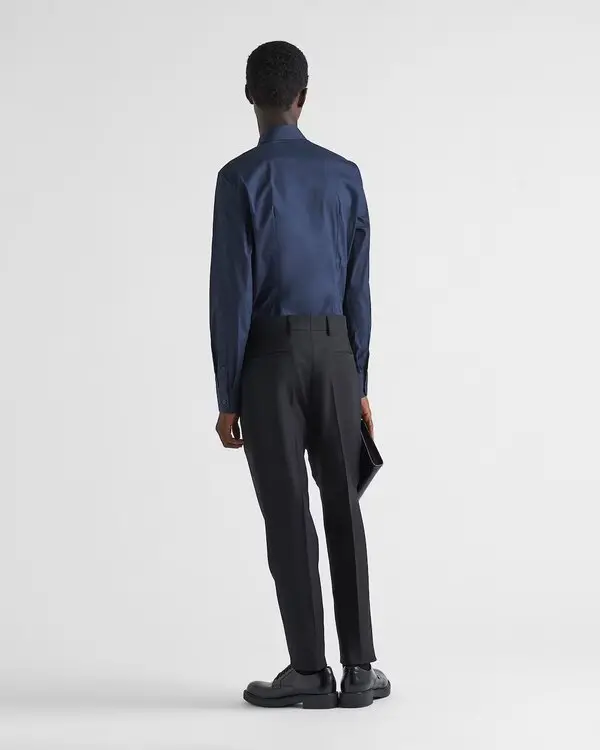 Prada Long-sleeved Poplin Shirt - Blue